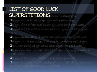 SUPERSTITIONS | PPTX