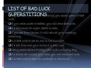 SUPERSTITIONS | PPT