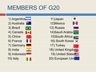 G5, G7, G20 and BRICS | PPTX