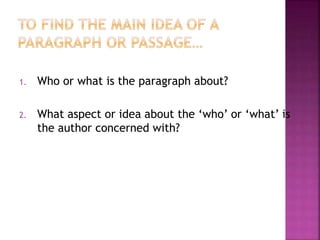 Finding Main Ideas | PPTX