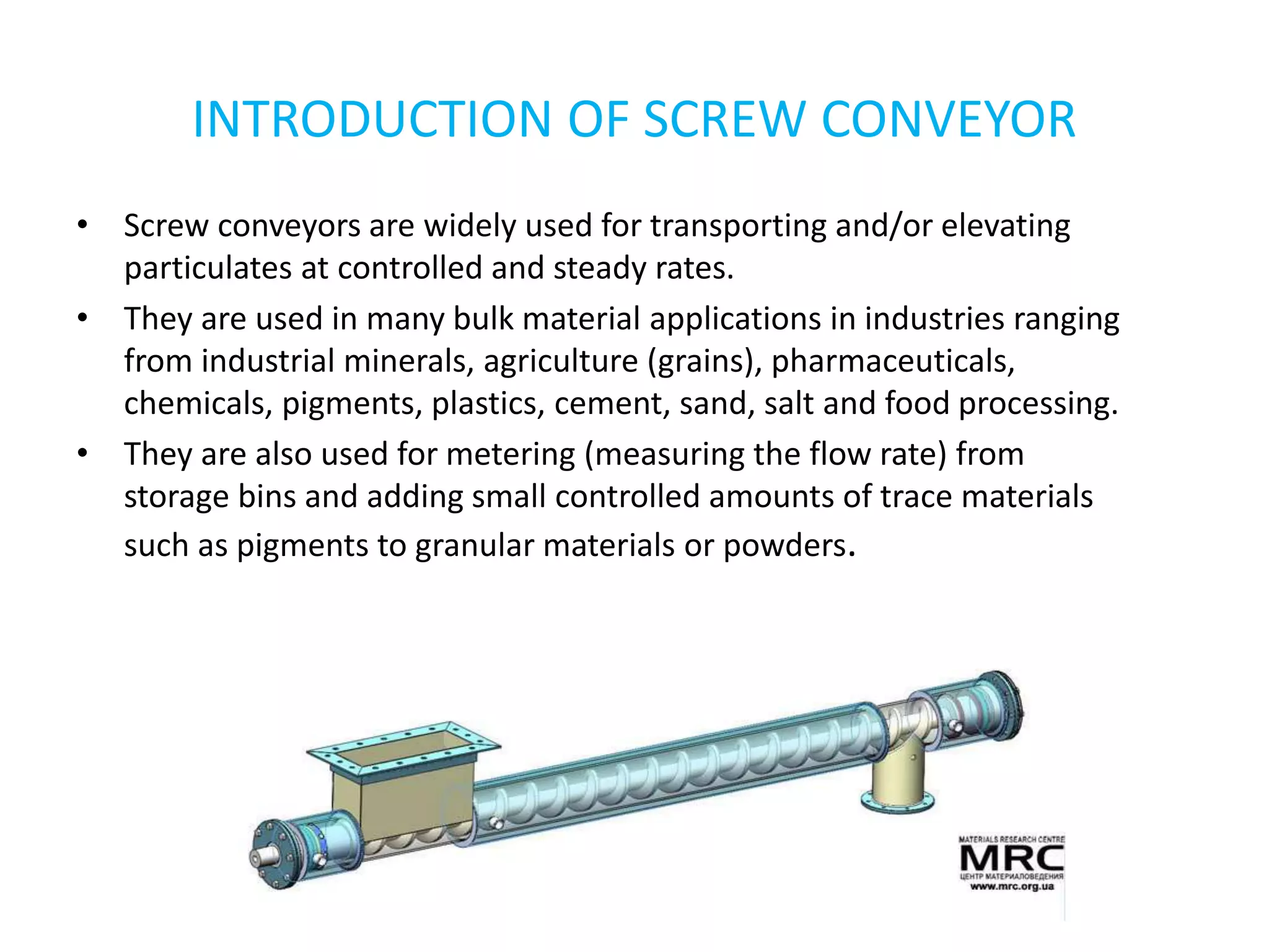 DESIGN & ANALYSIS OF SCREW CONVEYOR | PPTX