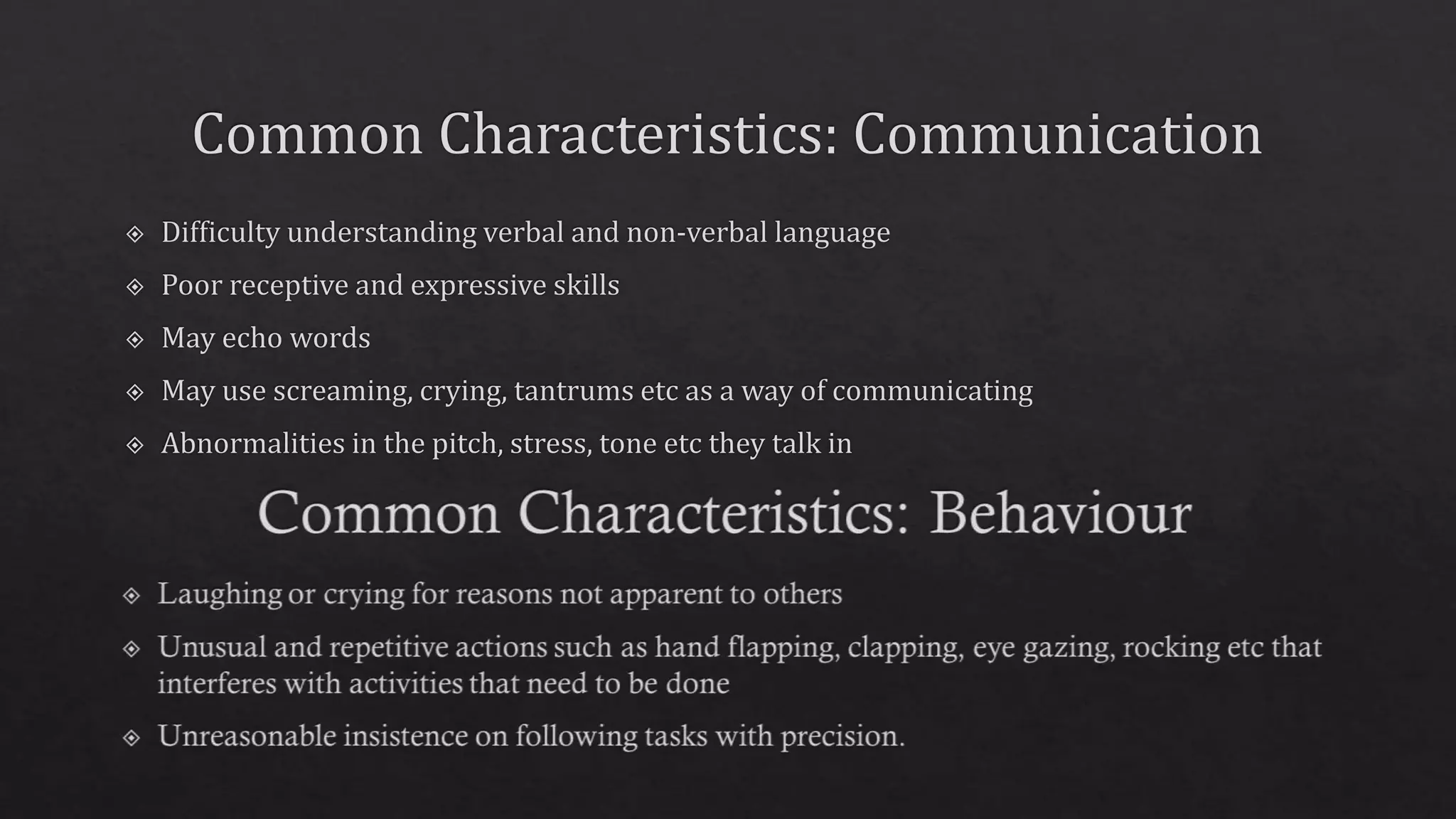 COMMON CHARACTERISTICS OF AUTISM | PPTX