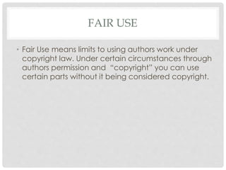 Copyright and Fair Use Presentation | PPTX