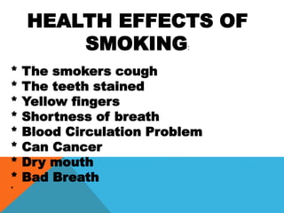 COMMUNITY HEALTH: SMOKING | PPTX | Illegal Drugs, Tobacco, eCigarettes ...