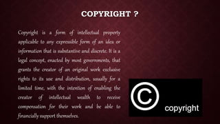 INTELLECTUAL PROPERTY RIGHT- TM, COPYRIGHT, DESIGN PROTECTION | PPTX
