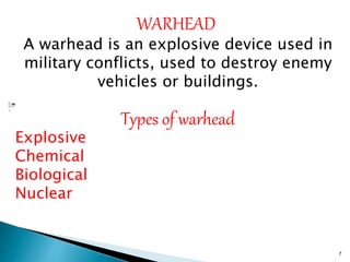 Presentation ON MISSILES AND ITS CLASSIFICATION | PPTX