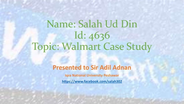 Walmart Supply Chain Management ( Case study) | PPTX