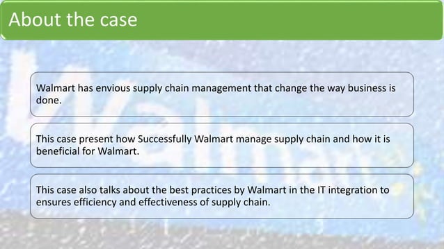 Walmart Supply Chain Management ( Case study) | PPTX