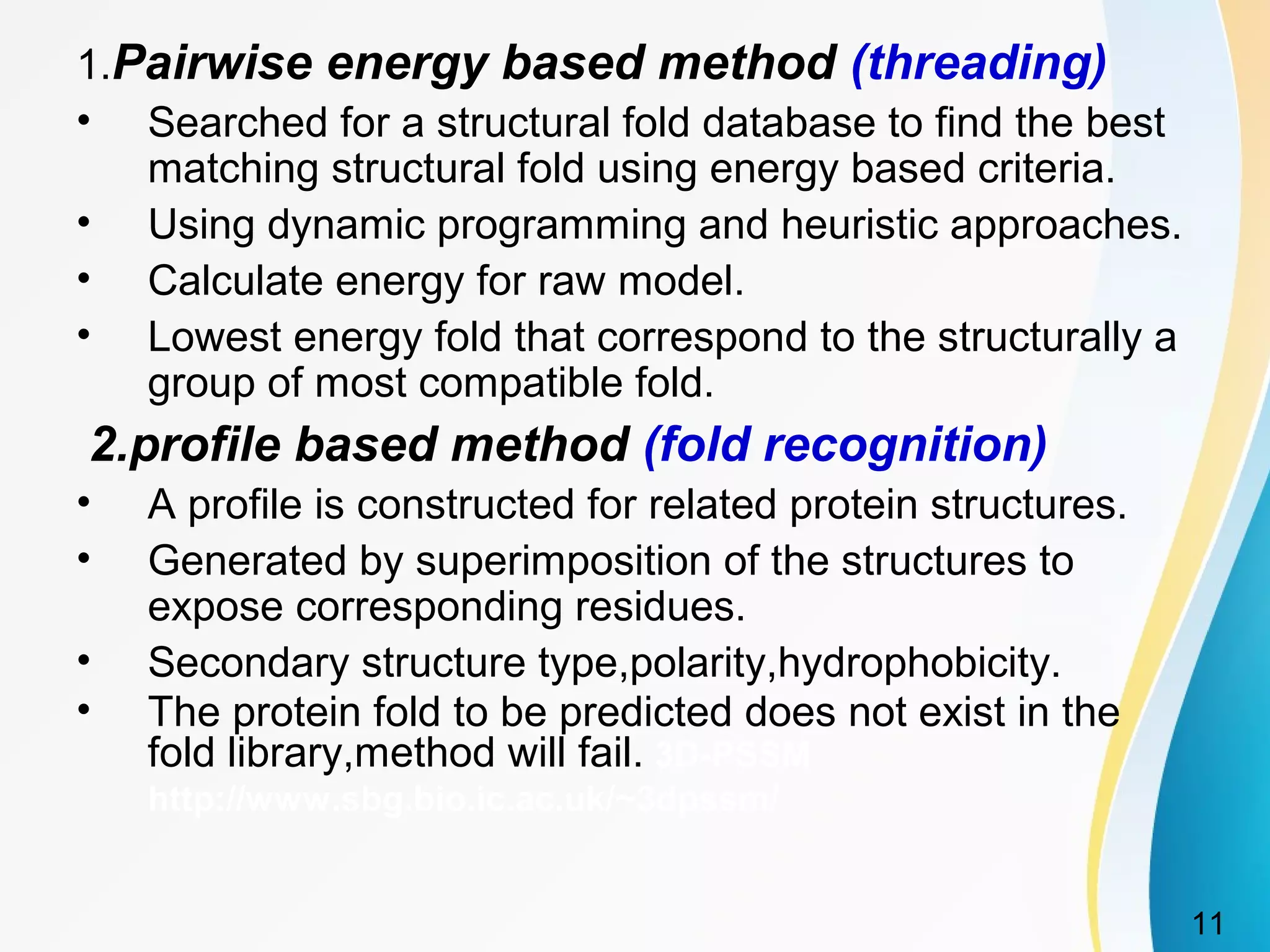 methods for protein structure prediction | PPT