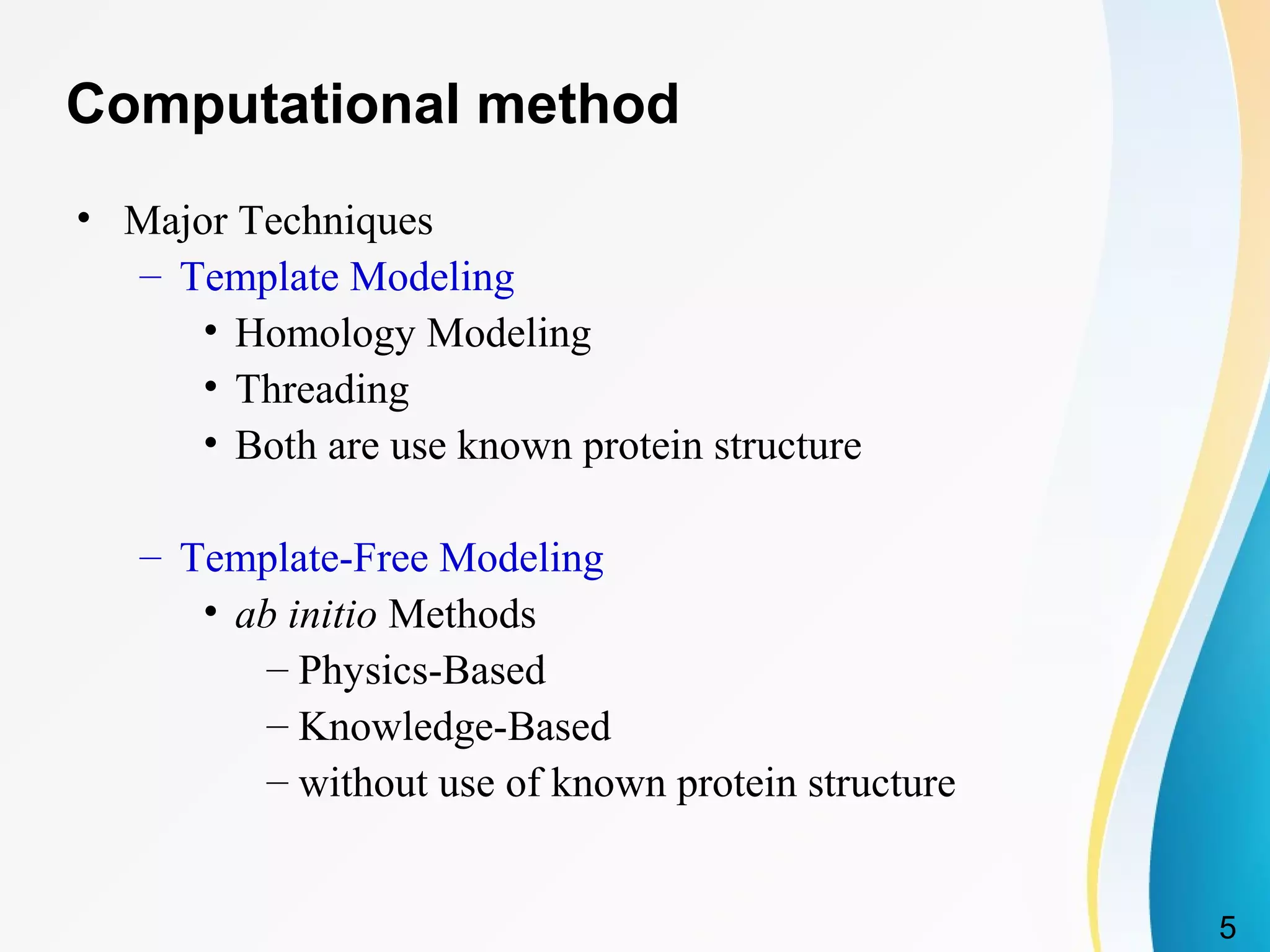 methods for protein structure prediction | PPT