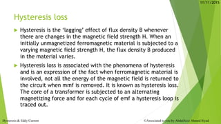 Hysteresis and Eddy-current losses | PPTX