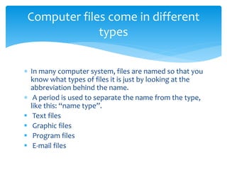 FILE AND TYPES OF FILE | PPT
