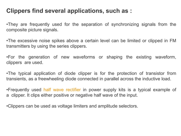 Presentation on clippers and clampers | PPTX | Digital Audio | Computer ...