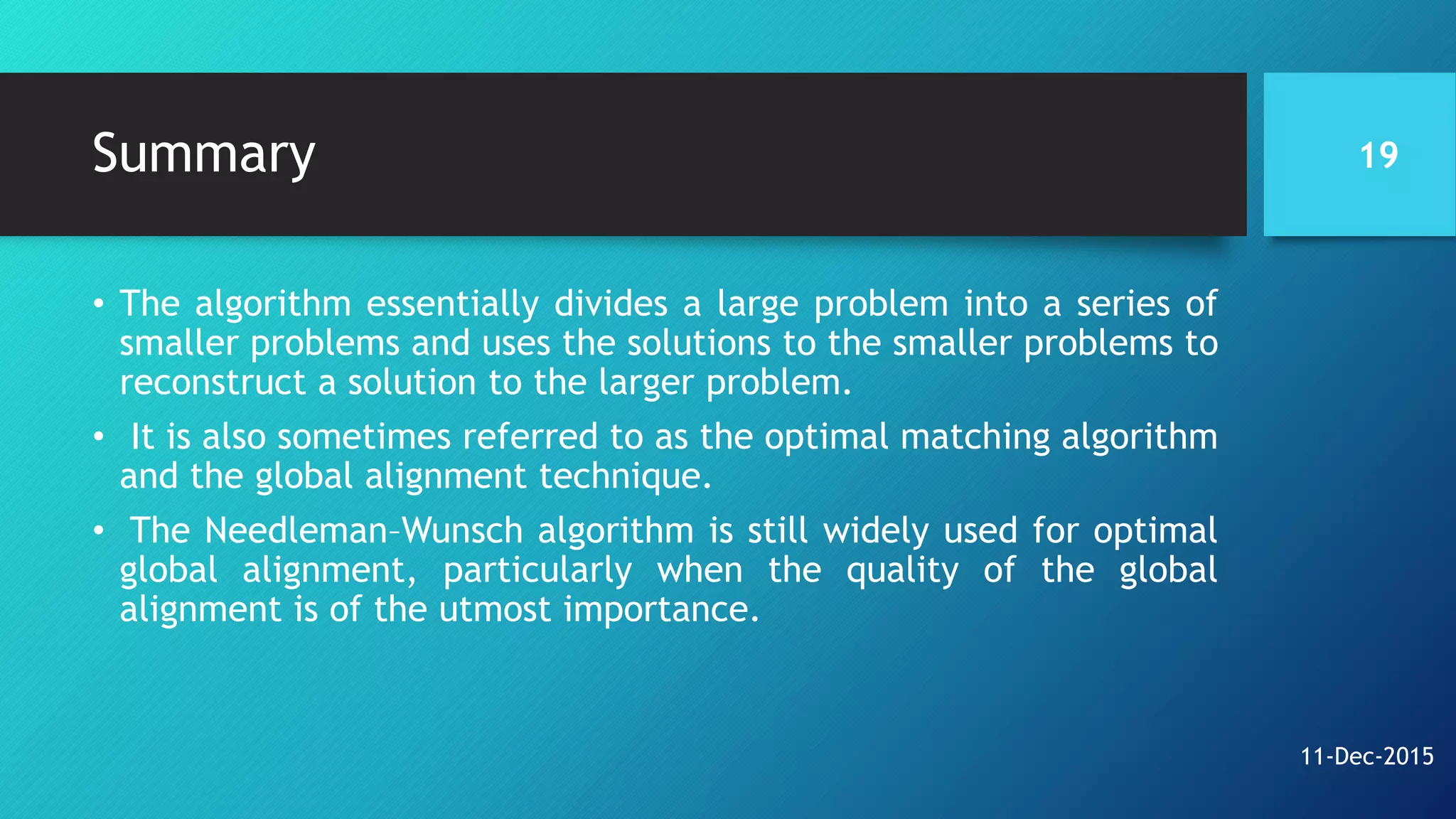 Needleman-Wunsch Algorithm | PPTX
