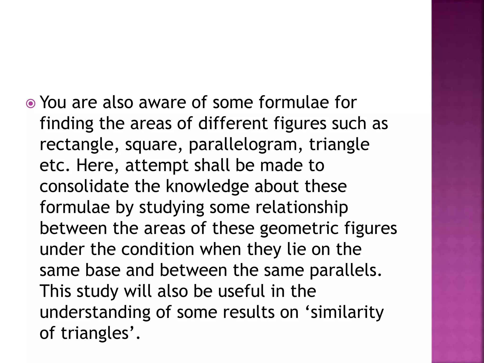 areas of triangles and parallelograms | PPTX