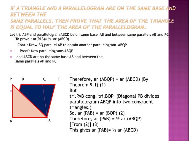 areas of triangles and parallelograms | PPTX