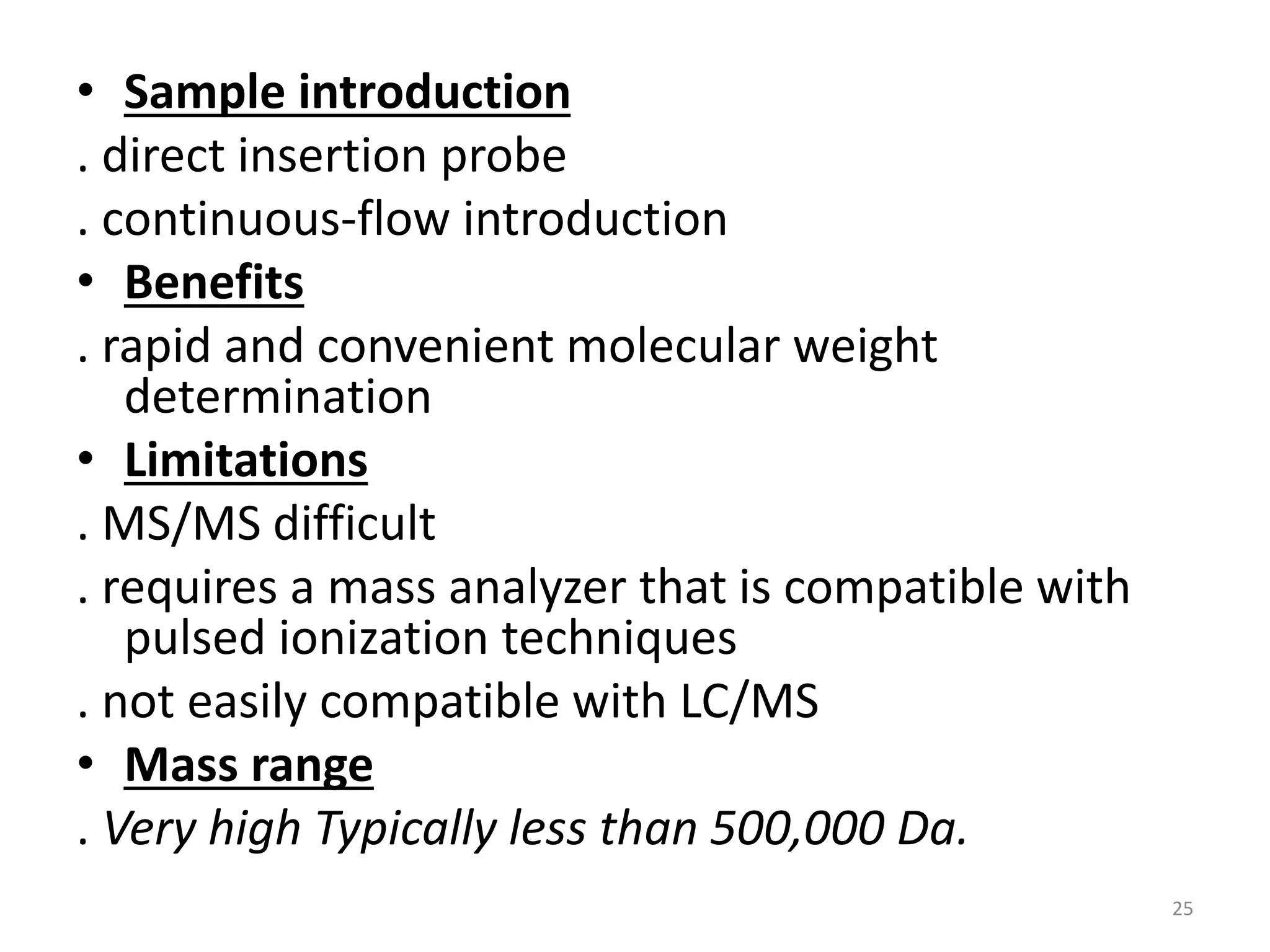 Mass Spectrometry Ionization Techniques | PPTX