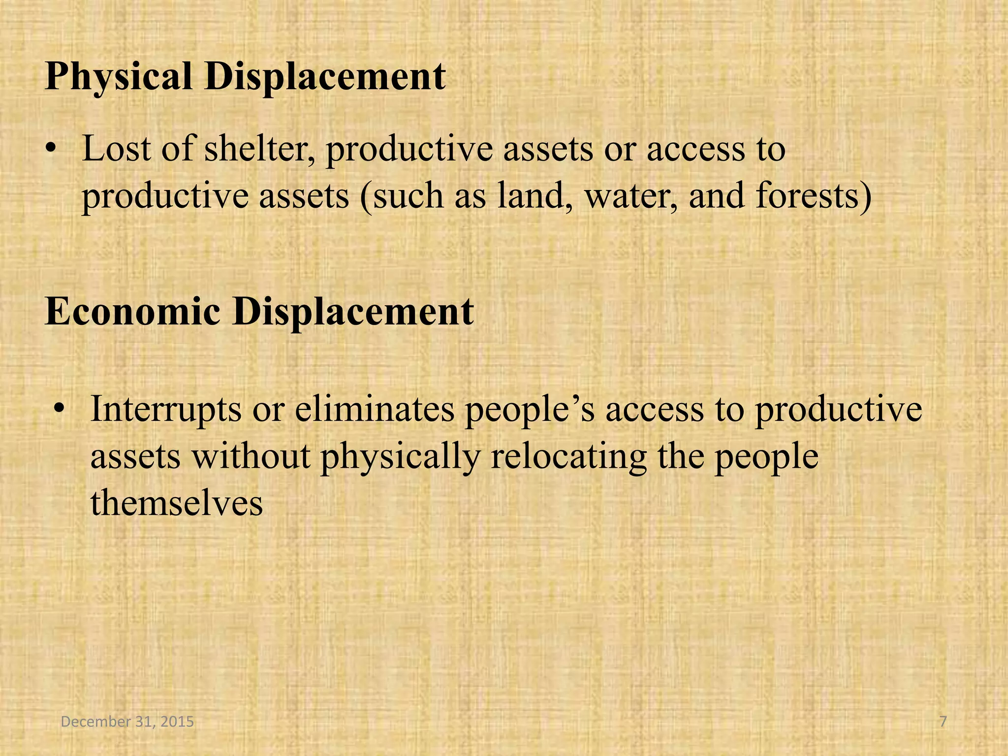 Types of Resettlement & Components of A Resettlement Action Plan (RAP ...