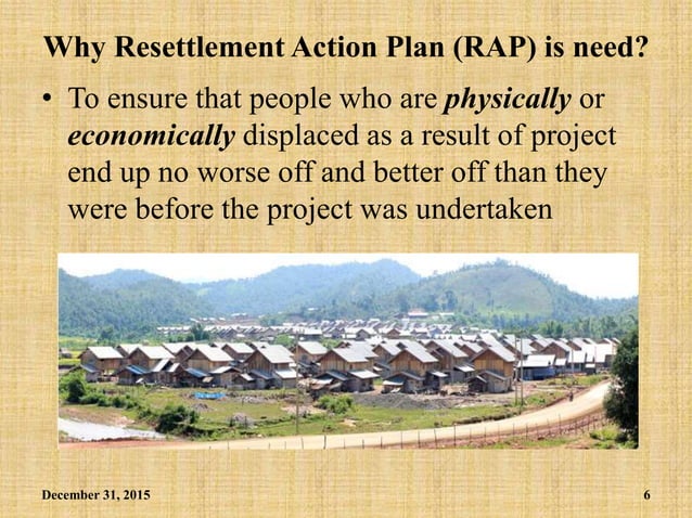 Types of Resettlement & Components of A Resettlement Action Plan (RAP)