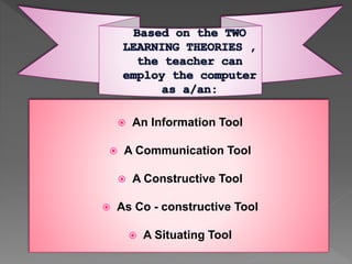 Educational Technology 2 ... LESSON 11 THE COMPUTER AS THE TEACHER'S TOOL | PPTX