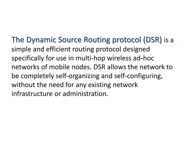 DSR Protocol | PPTX | Computer Networking | Computing