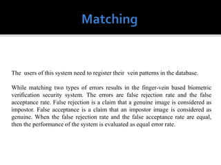 implementation of finger vein authentication technique | PPTX
