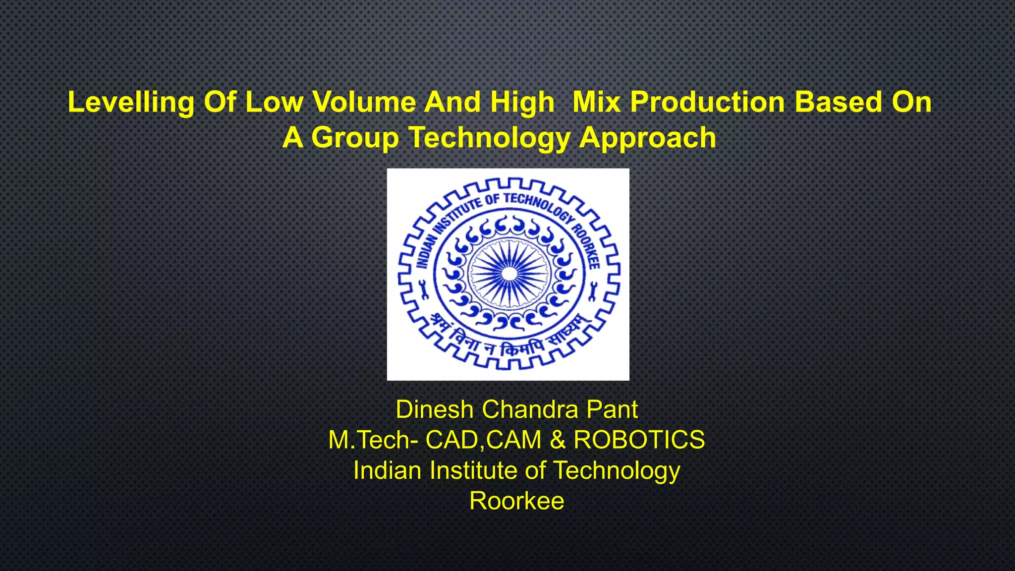 Production levelling of low volume and high mix production system based ...