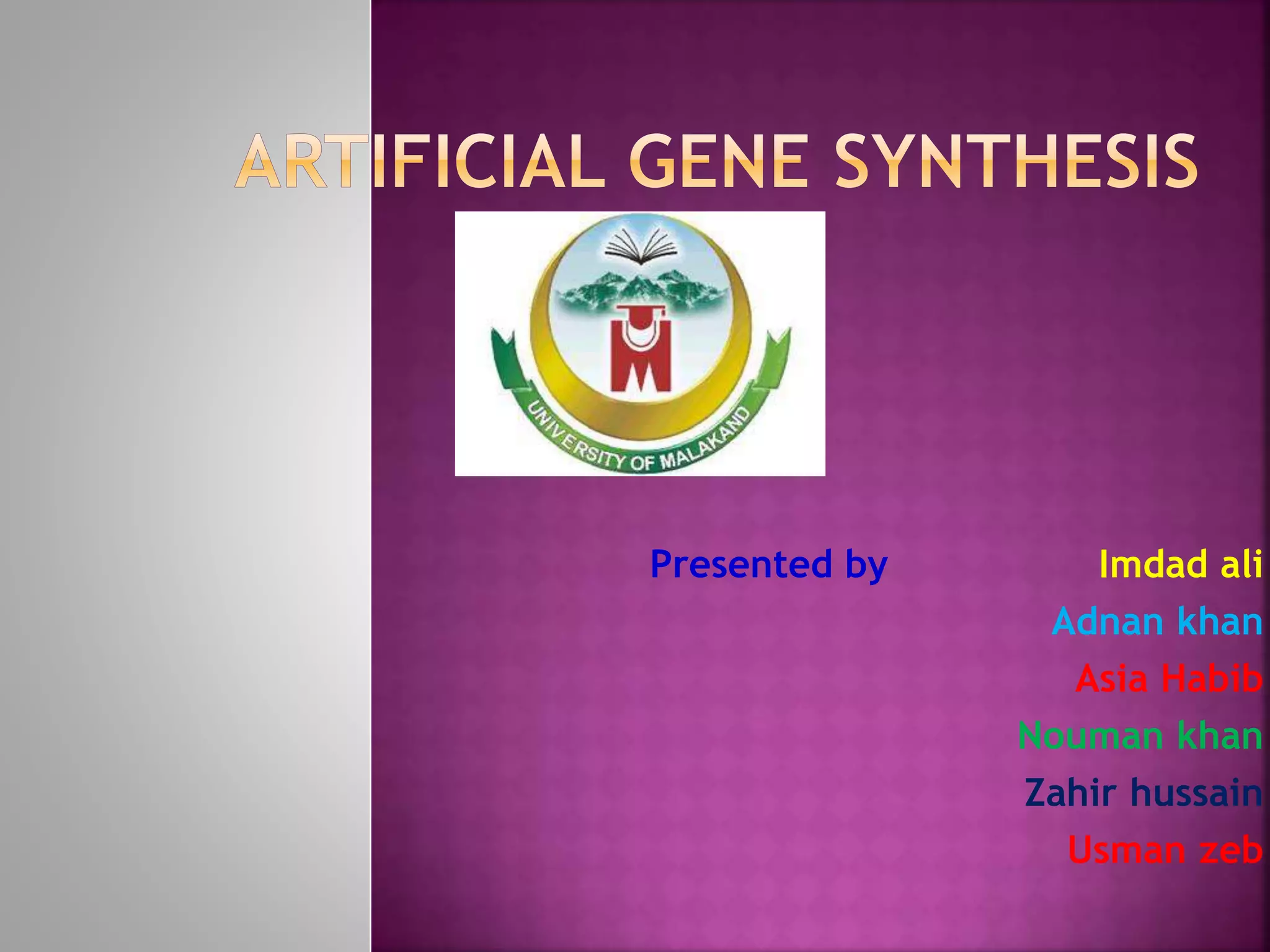 artificial gene synthesis | PPTX