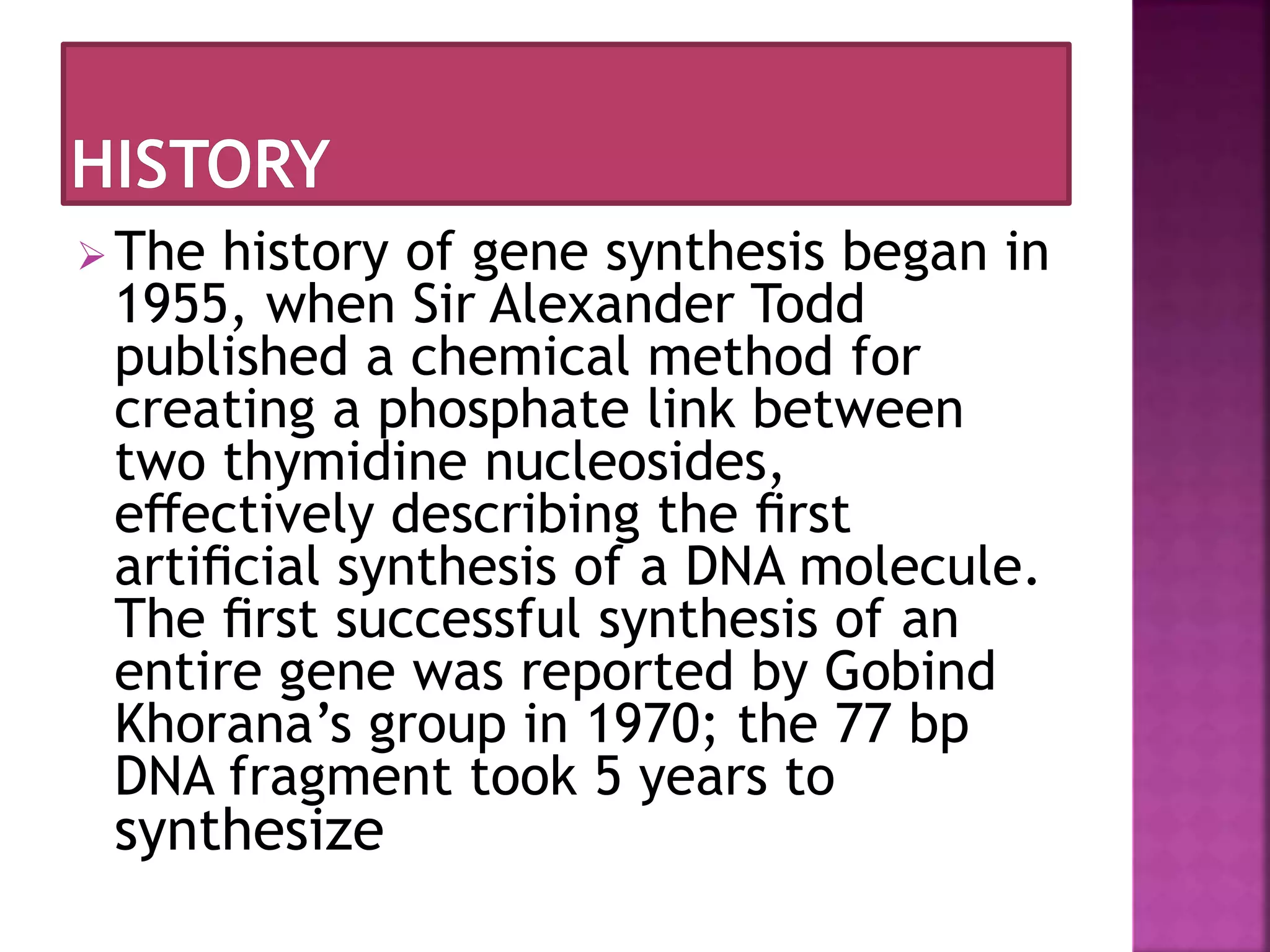 artificial gene synthesis | PPTX