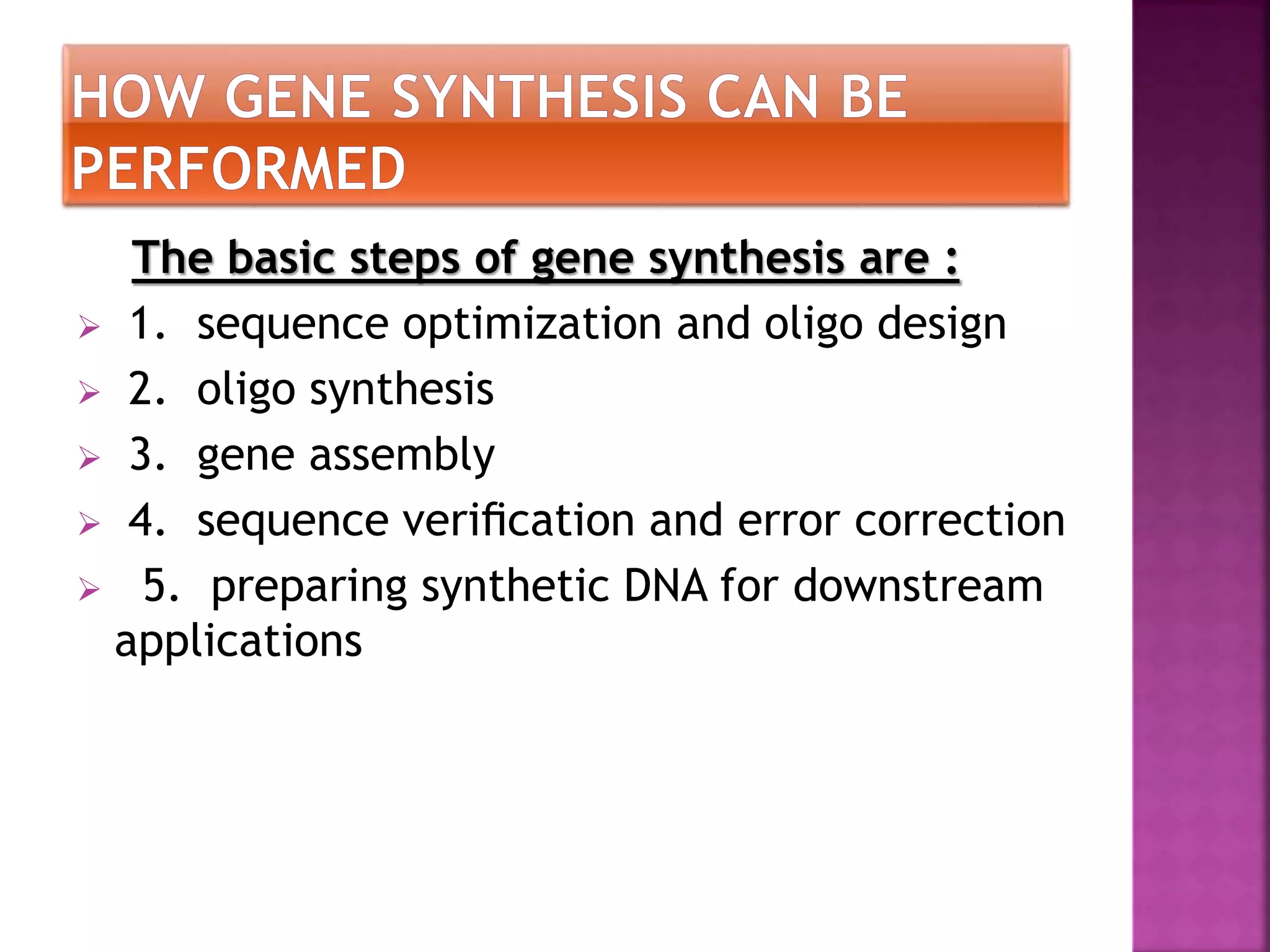artificial gene synthesis | PPTX