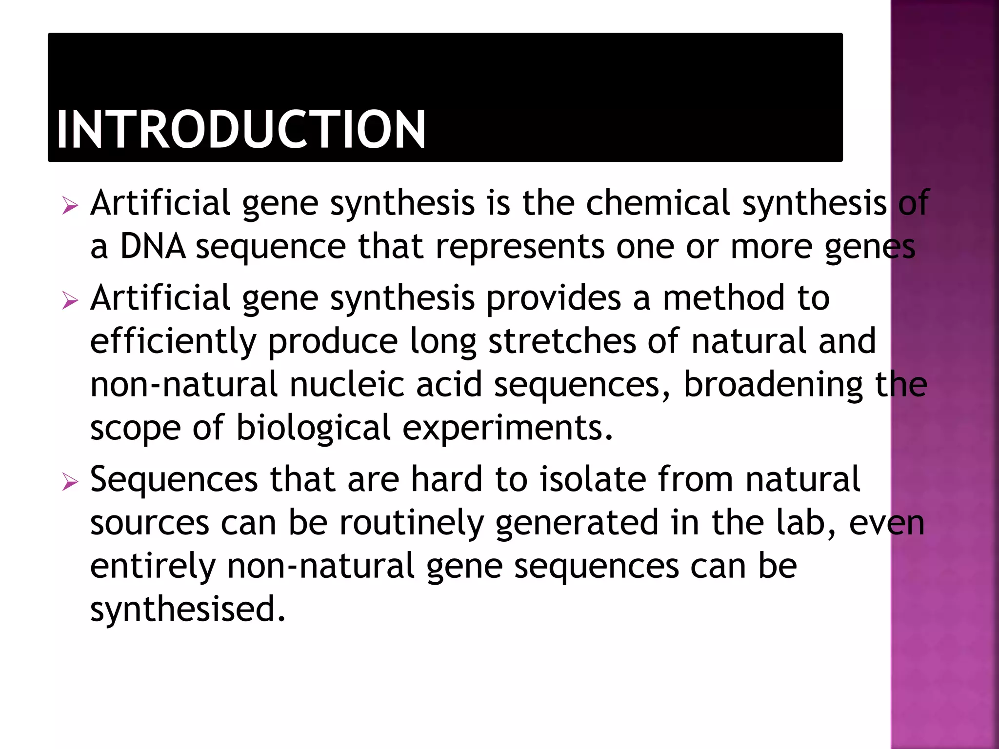artificial gene synthesis | PPTX