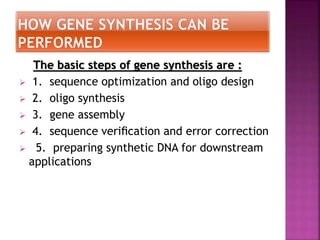 artificial gene synthesis | PPTX