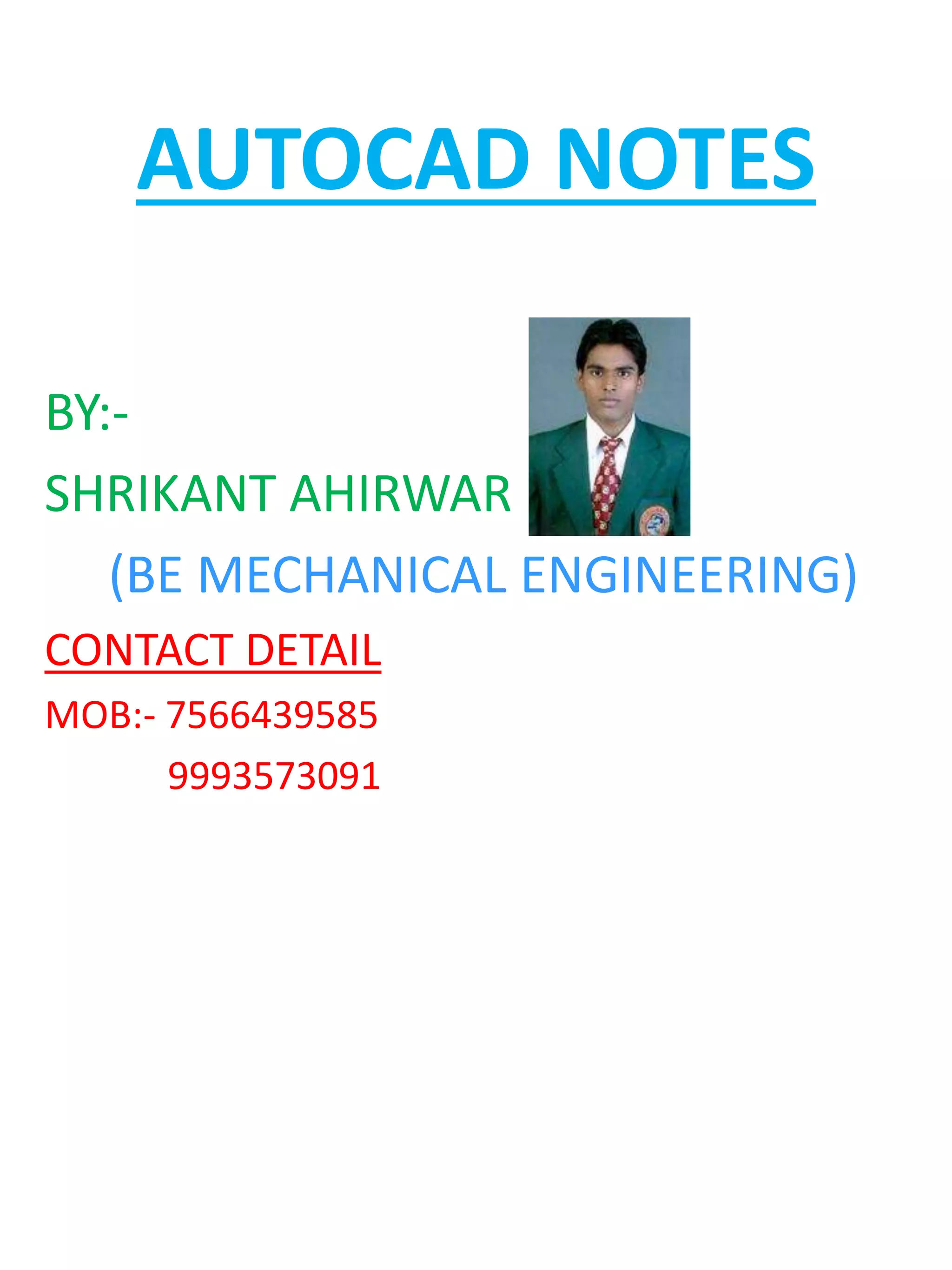 AUTOCAD NOTES | PPTX