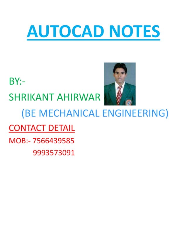 AUTOCAD NOTES | PPTX