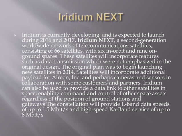 Iridium satellite system | PPTX