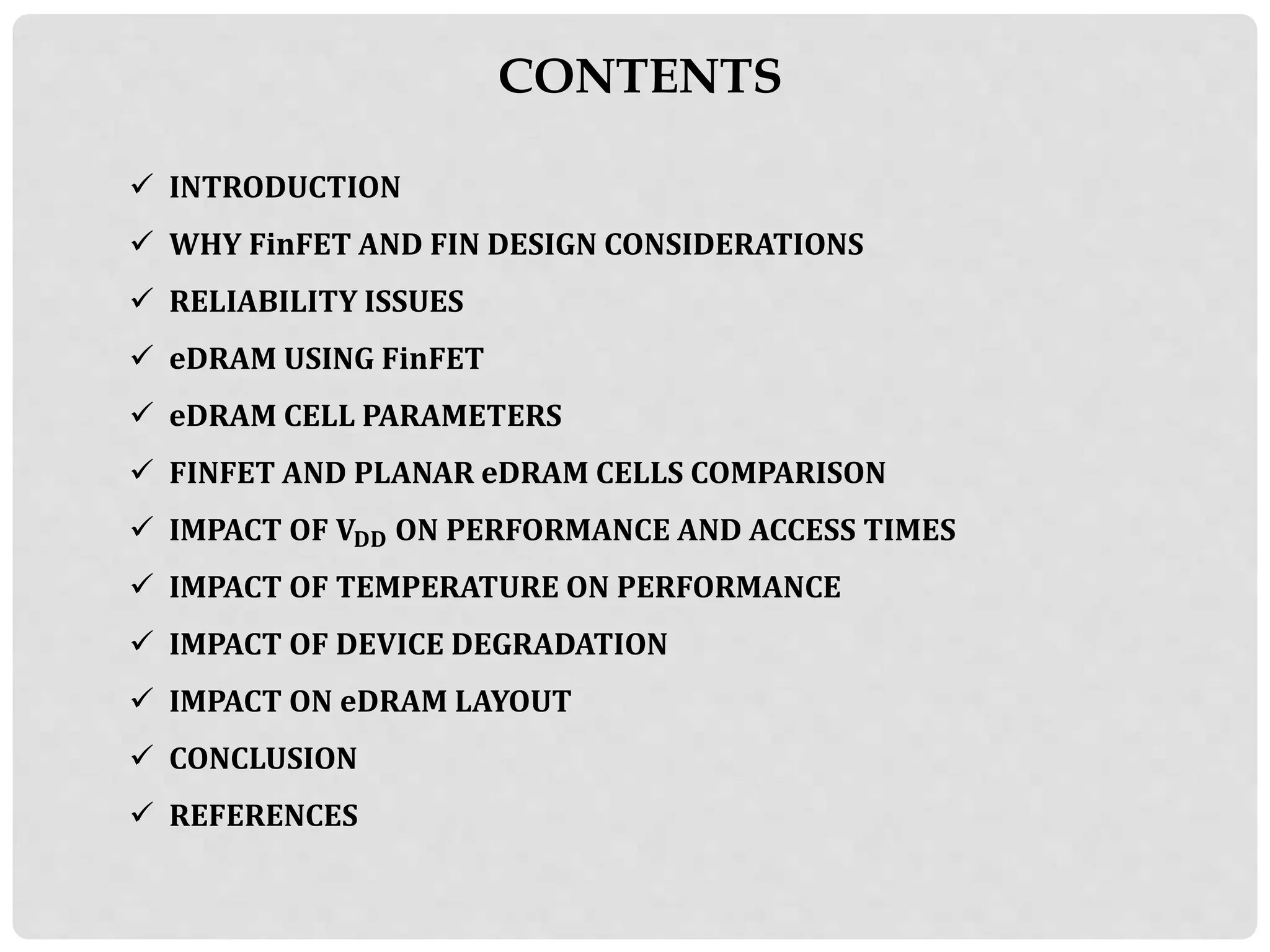 eDRAM Cells using FinFET Technology | PPTX