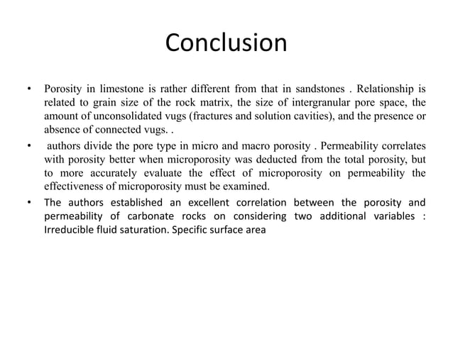 Porosity Permeability Relationship in carbonate rock ppt | PPTX