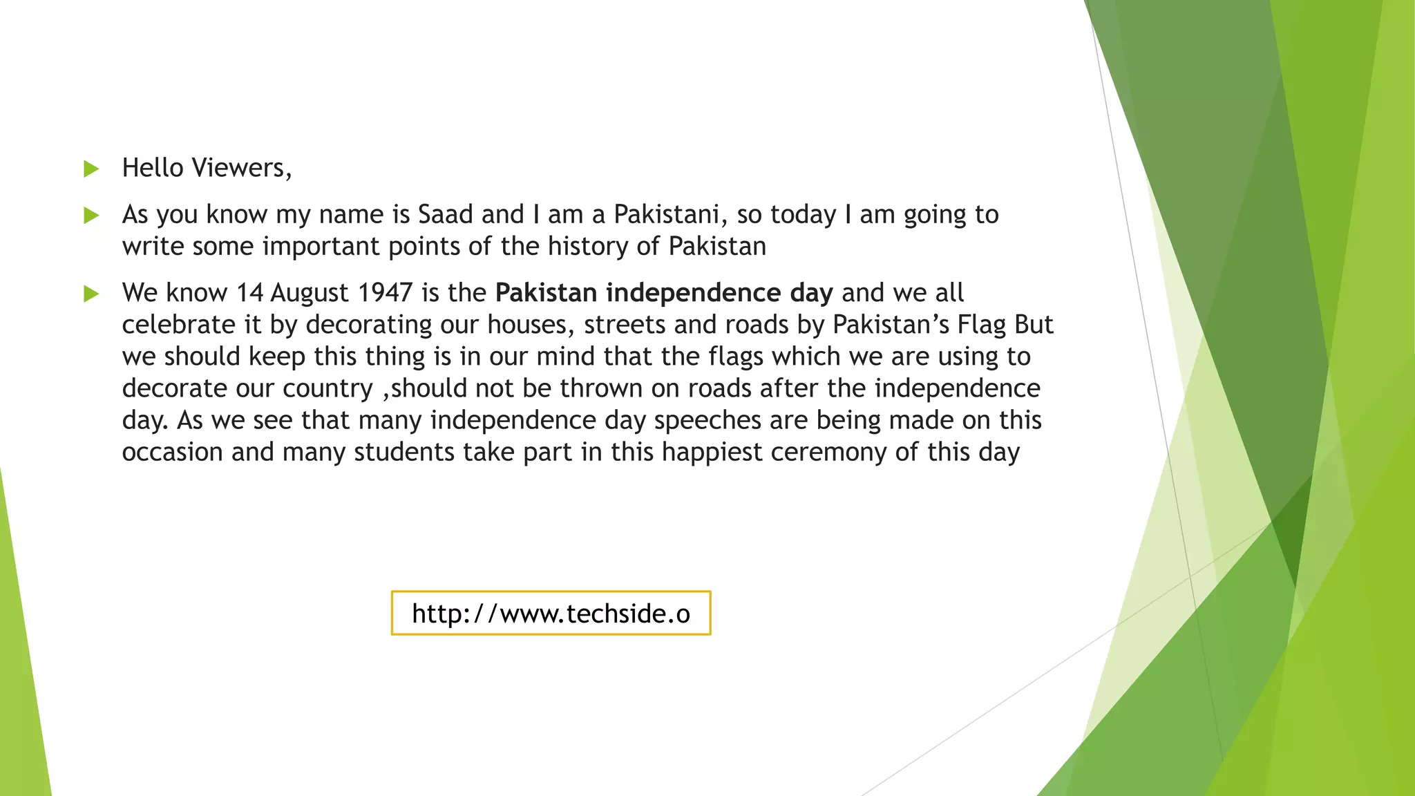 14 August The Day Of Pakistan Independence | PPTX