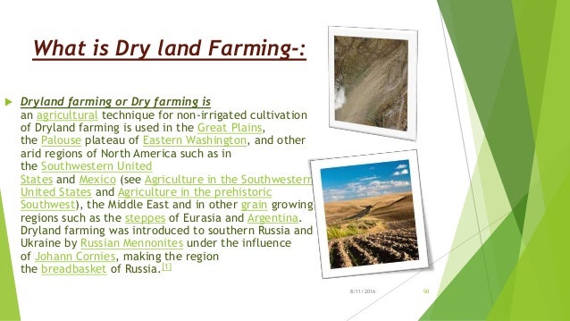 agricultural development in dryland areas of India.
