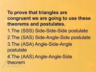 Proving Congruent Triangles using Two Way Table | PPT