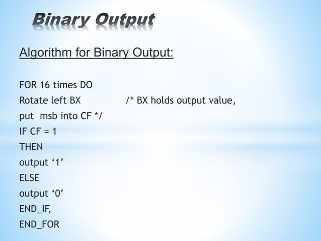 Binary And Hex Inputoutput In 8086 Assembuly Langyage Pptx Programming Languages Computing