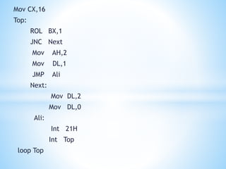 Binary and hex input/output (in 8086 assembuly langyage) | PPTX | Programming Languages | Computing
