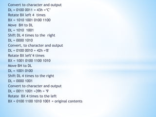 Binary and hex input/output (in 8086 assembuly langyage) | PPTX