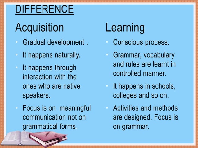 Difference between Acquisition and Learning #ELT1 | PPTX | Education
