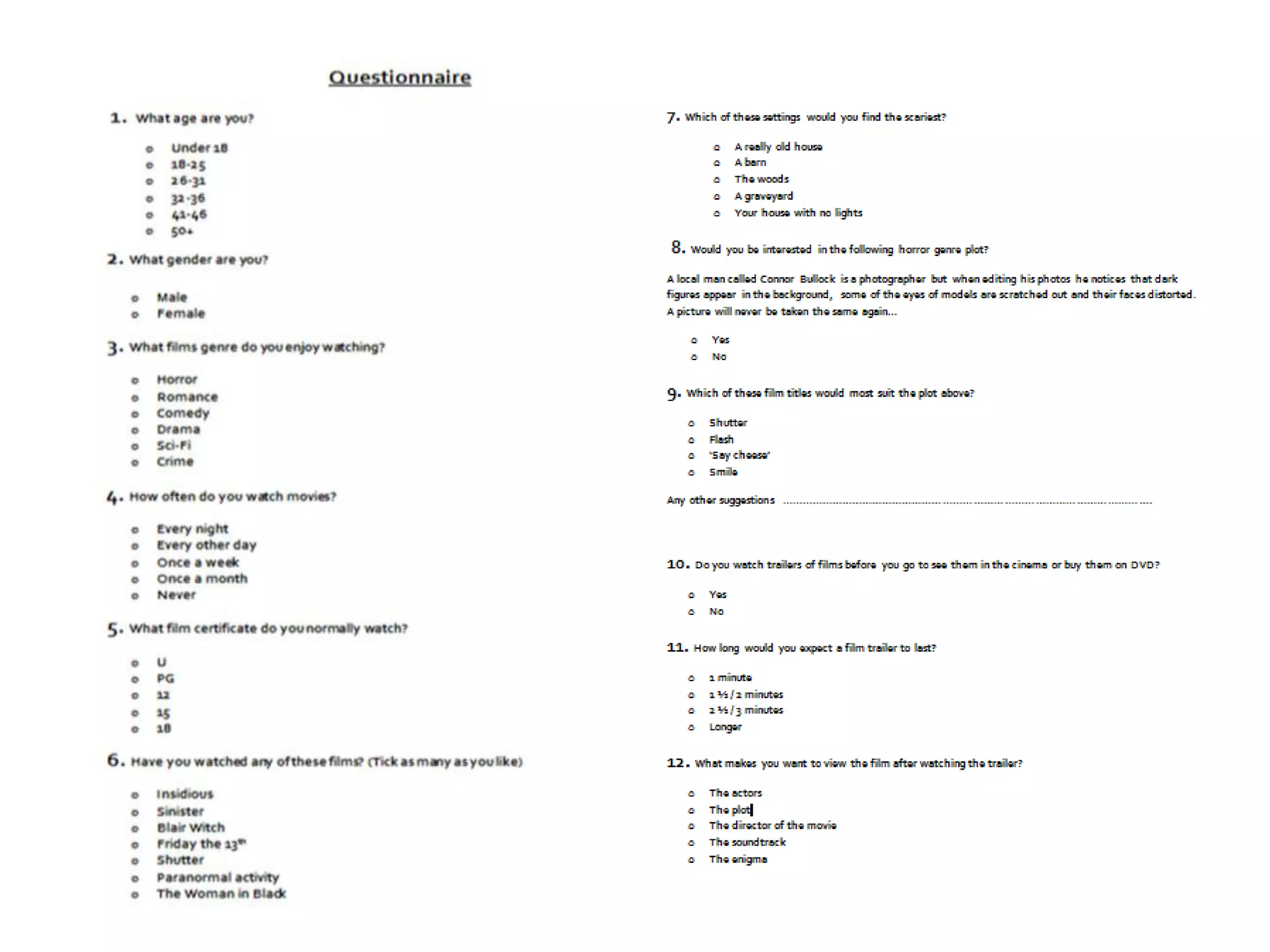 Questionnaire for audiences | PPTX