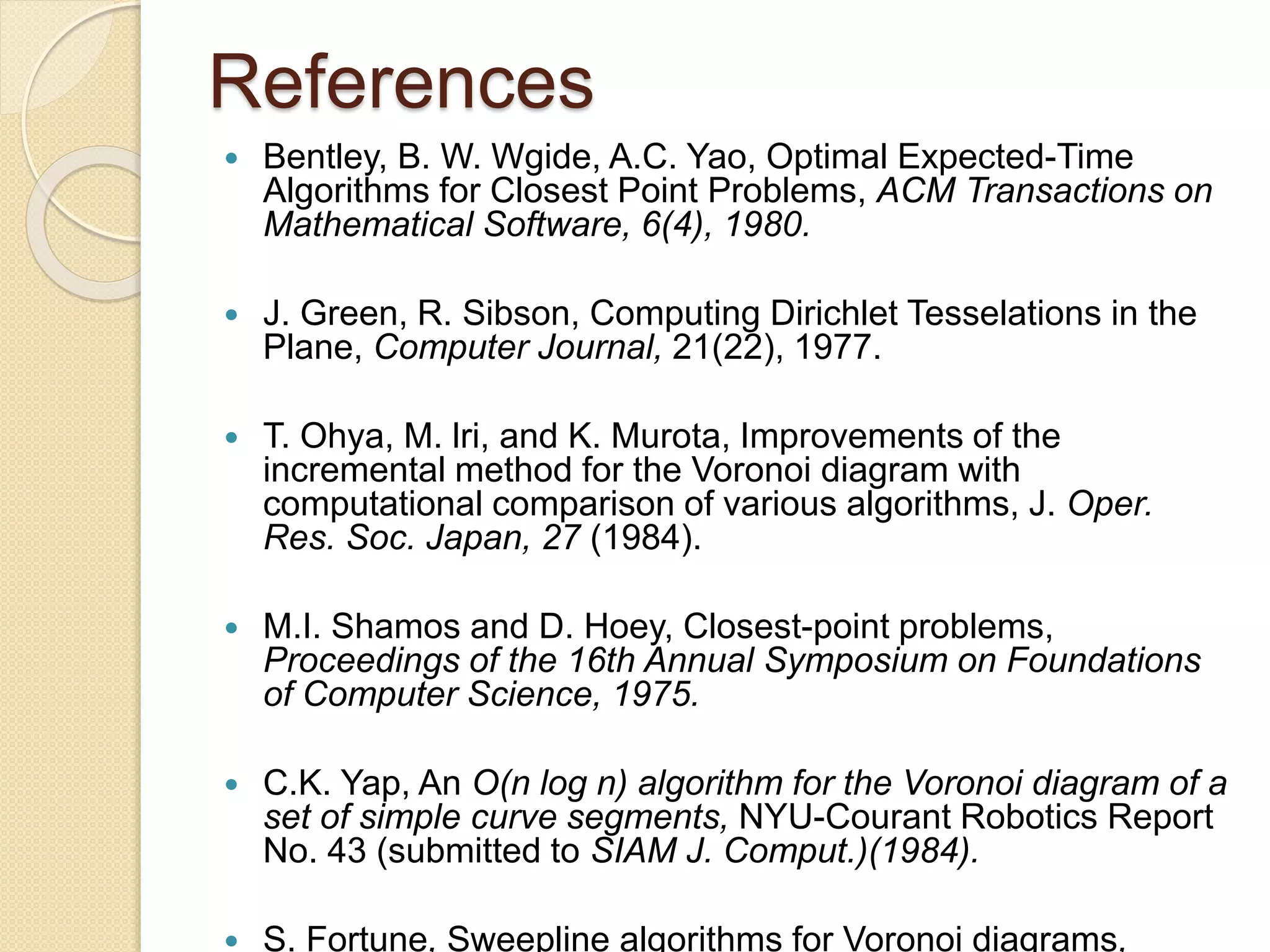 A sweepline algorithm for Voronoi Diagrams | PPTX