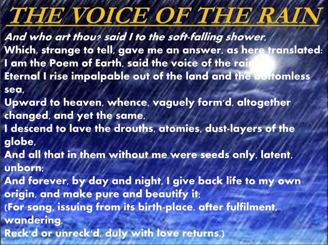 English,Class 11, cbse, Chapter: The voice of the rain | PPTX ...