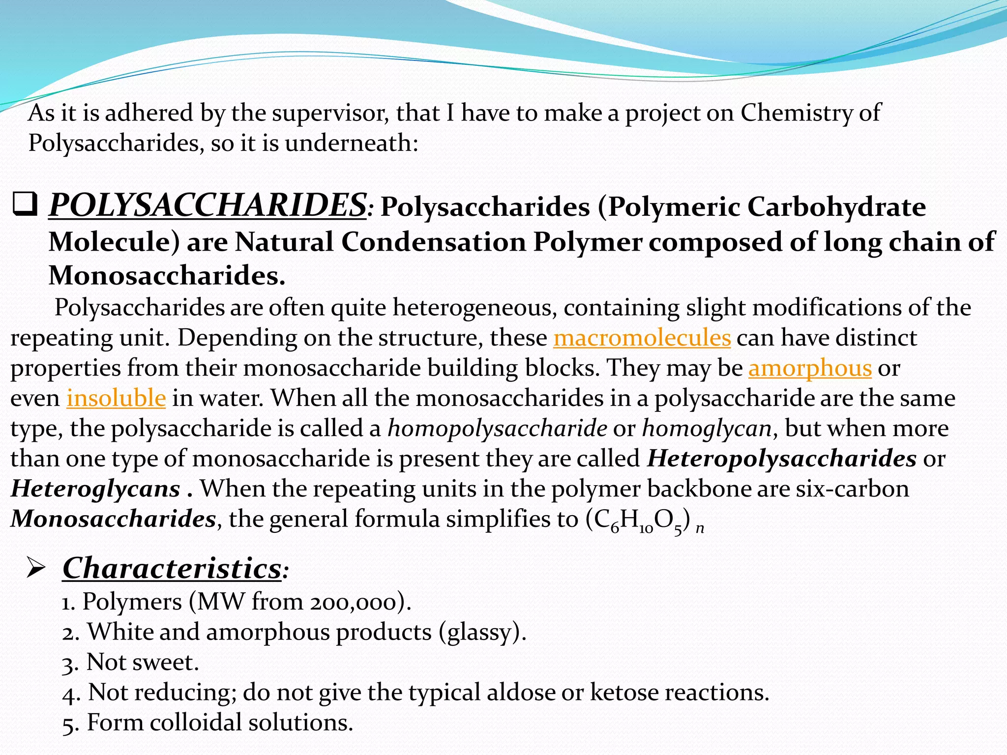 Presentation on polysaccharides | PPTX