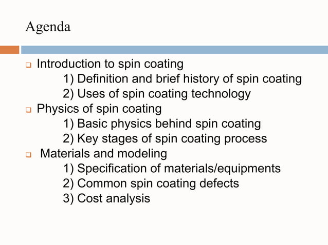 Presentation: Design & fabrication of a low cost Spin Coater | PPTX
