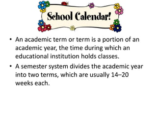 Yearly School Calendar | PPT
